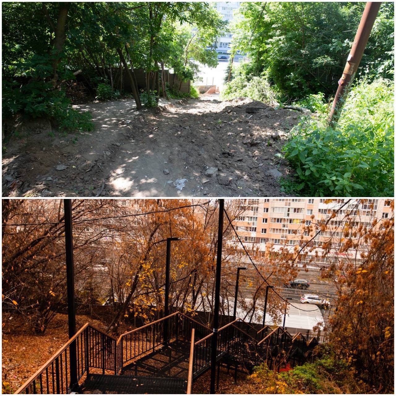 В Аметьево появилась красивая лестница к проспекту Универсиады - e-Kazan.ru